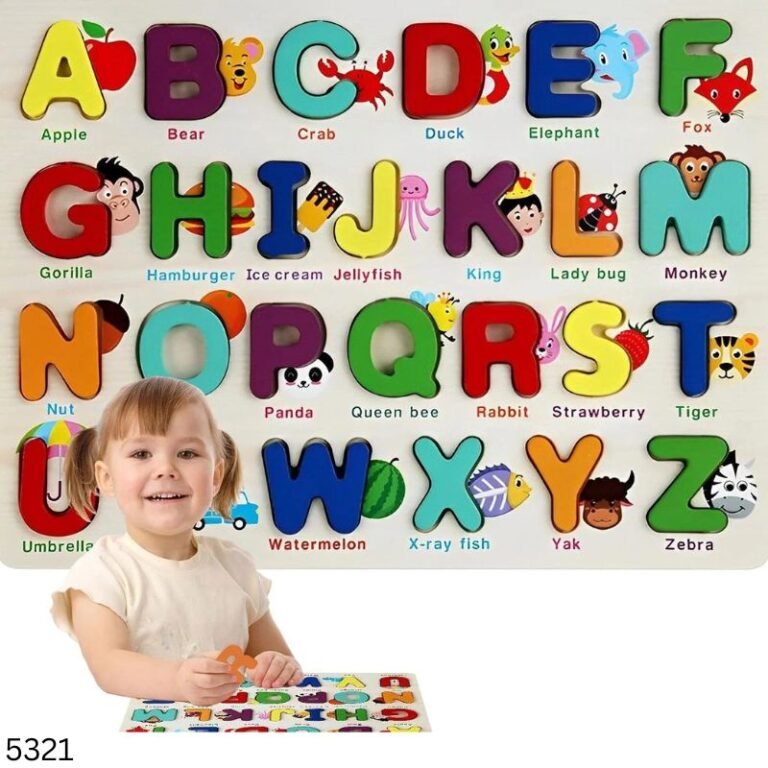 Wooden Alphabet Learning Puzzle Board for Kids - Kids Baby Palace