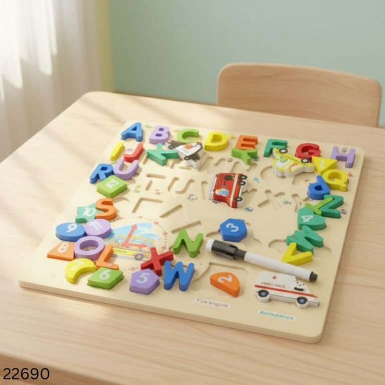 Wooden Alphabet & Number Shape Learning Puzzle - Kids Baby Palace
